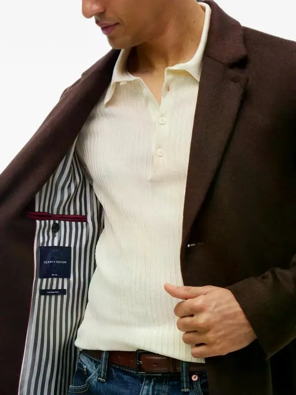 Tommy Hilfiger Single-breasted Logo-plaque Coat
