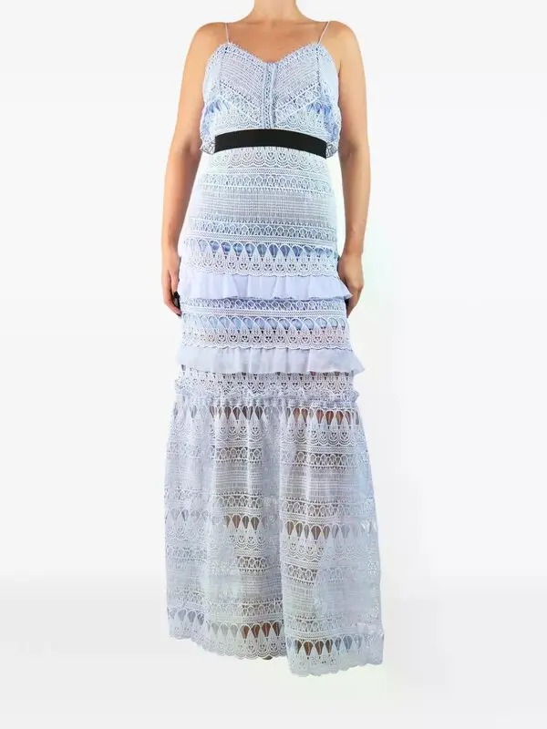 SELF-PORTRAIT Lace-embroidered Tiered Maxi Dress