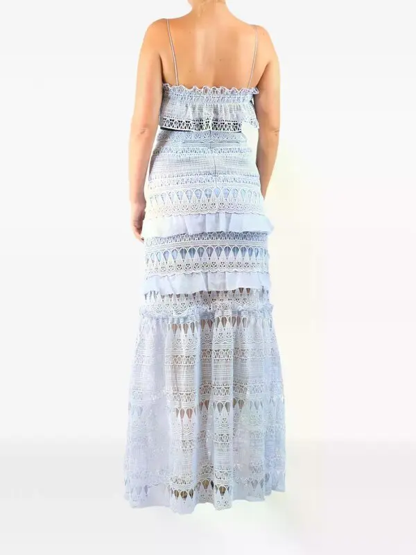 SELF-PORTRAIT Lace-embroidered Tiered Maxi Dress