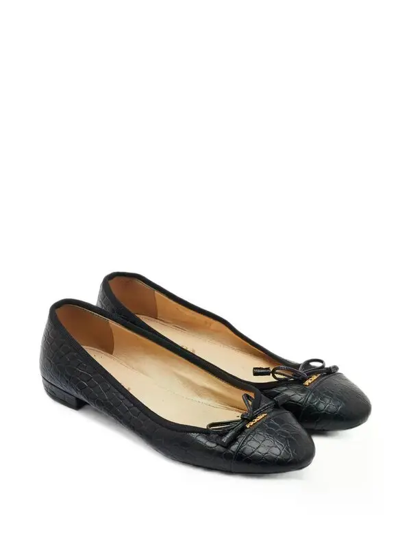 Prada Bow-detail Cap-toe Ballet Flats