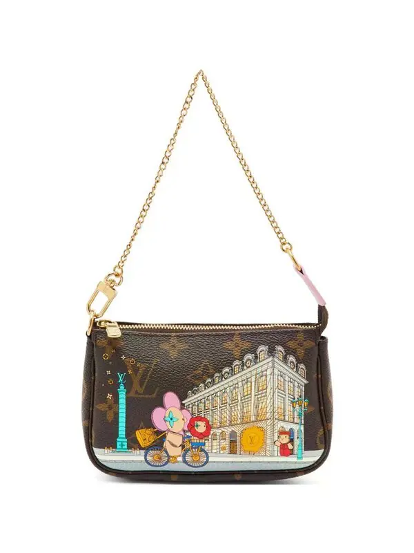 LOUIS VUITTON 2022 Mini Pochette Accessoires Vivienne Christmas Animation Monogram Canvas Tote Bag - Brown