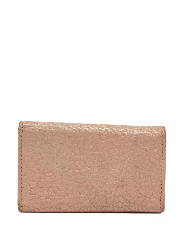 Prada Logo-plaque Leather Key Holder - Neutrals