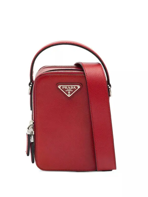 Prada Brique Saffiano Leather Crossbody Bag - Red