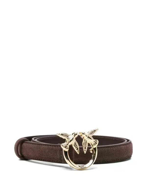 Pinko Love Birds Suede Belt - Brown