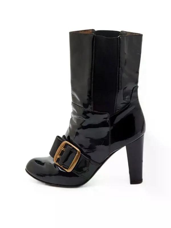 Dolce & Gabbana Buckled Patent Leather Boots - Black