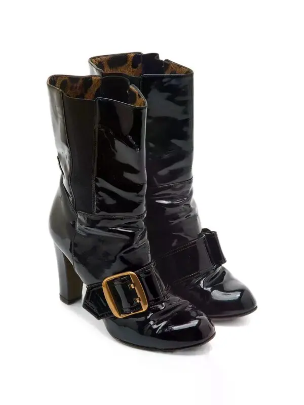 Dolce & Gabbana Buckled Patent Leather Boots