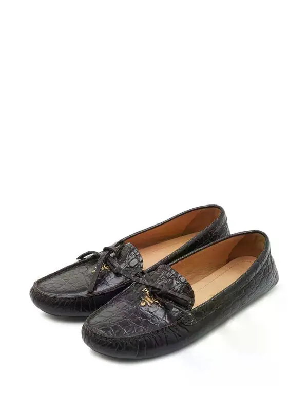 Prada Bow-detail Leather Loafers