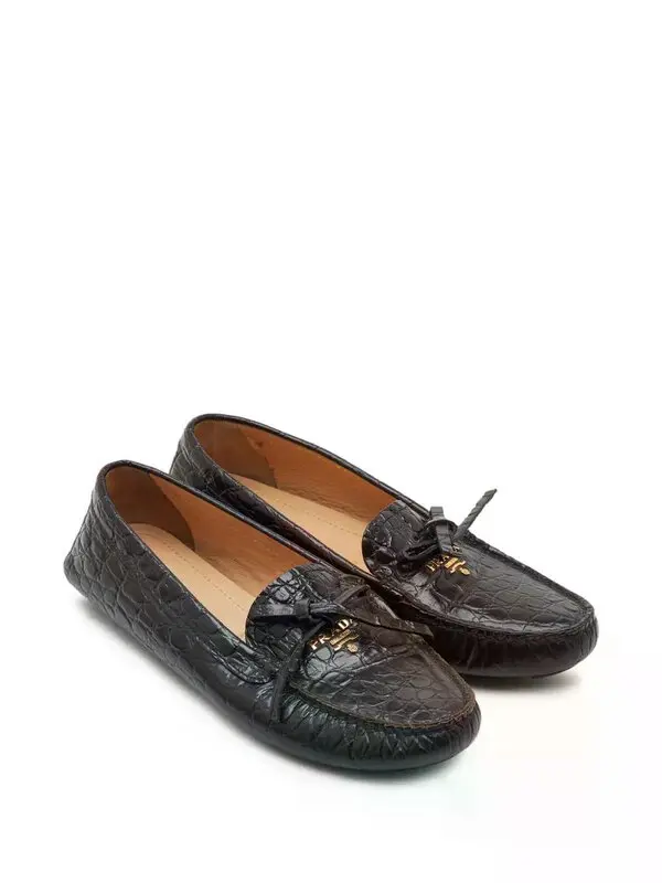 Prada Bow-detail Leather Loafers