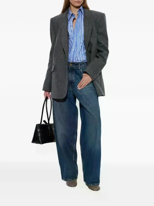 THE MANNEI Faded-effect Button-detail Jeans