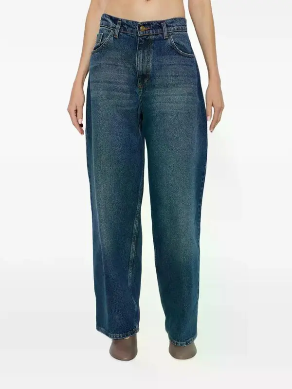 THE MANNEI Faded-effect Button-detail Jeans
