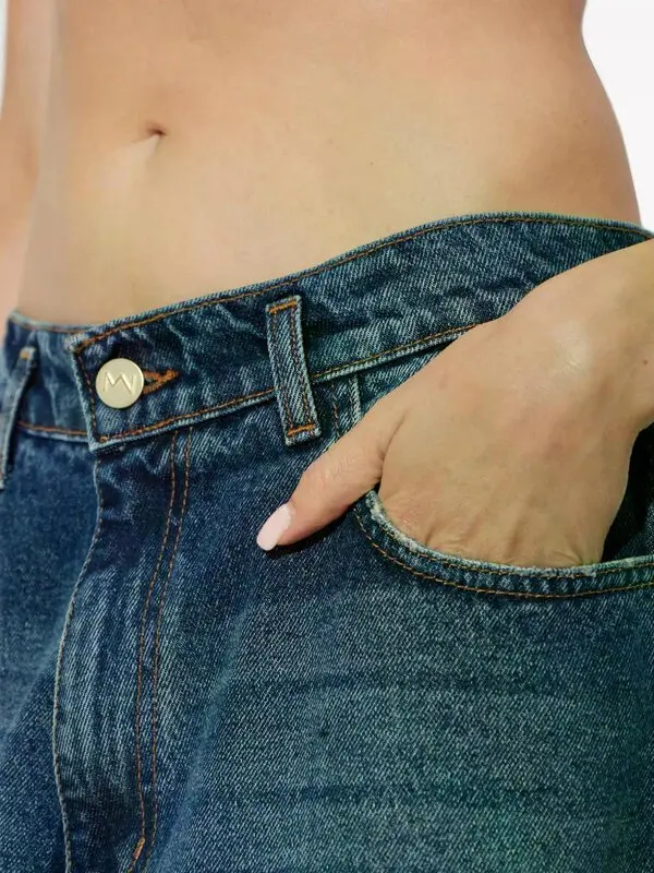 THE MANNEI Faded-effect Button-detail Jeans