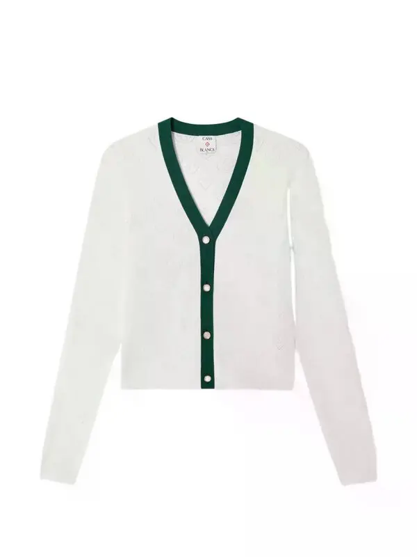 Casablanca White Oointelle Monogram Cardigan - Neutrals