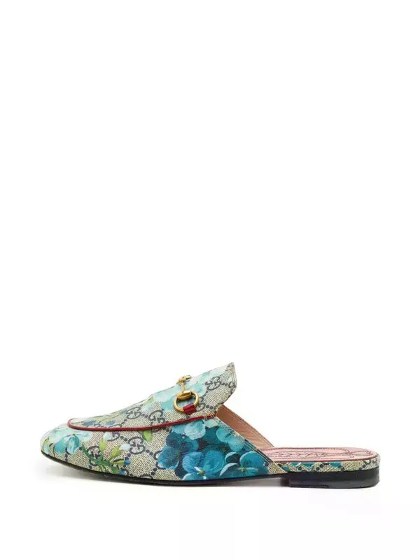 Gucci Princetown Blooms Gg Supreme Mules - Blue
