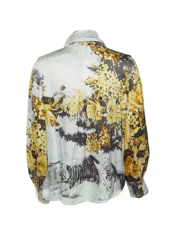 Roberto Cavalli Floral-print Silk-satin Blouse