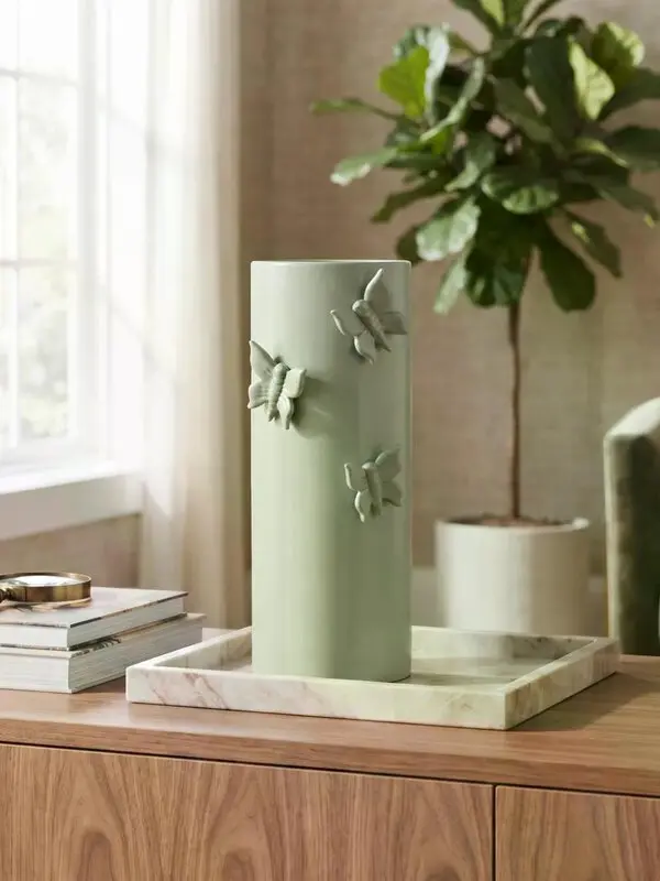 REBIRTH CERAMICS Around Butterfly Ceramic Vase - Blue