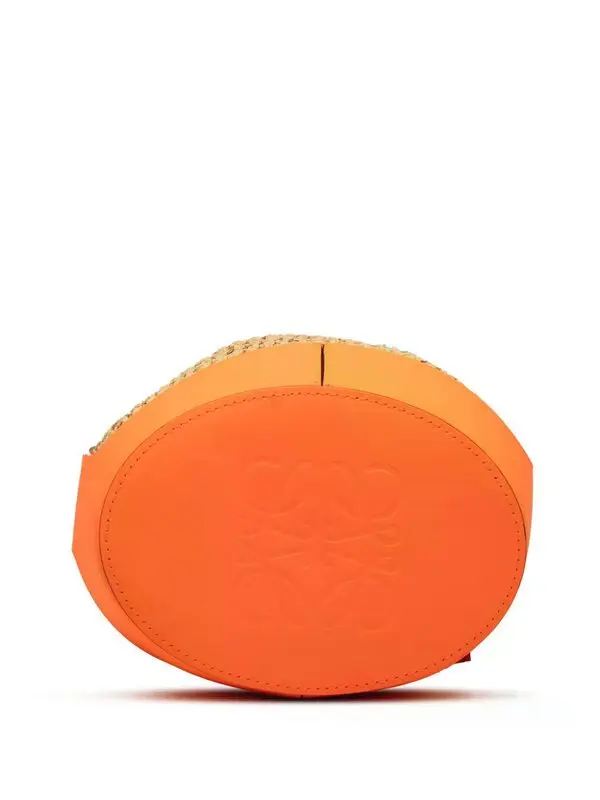 Loewe 2020 Small Raffia And Calfskin Balloon Bucket Bag