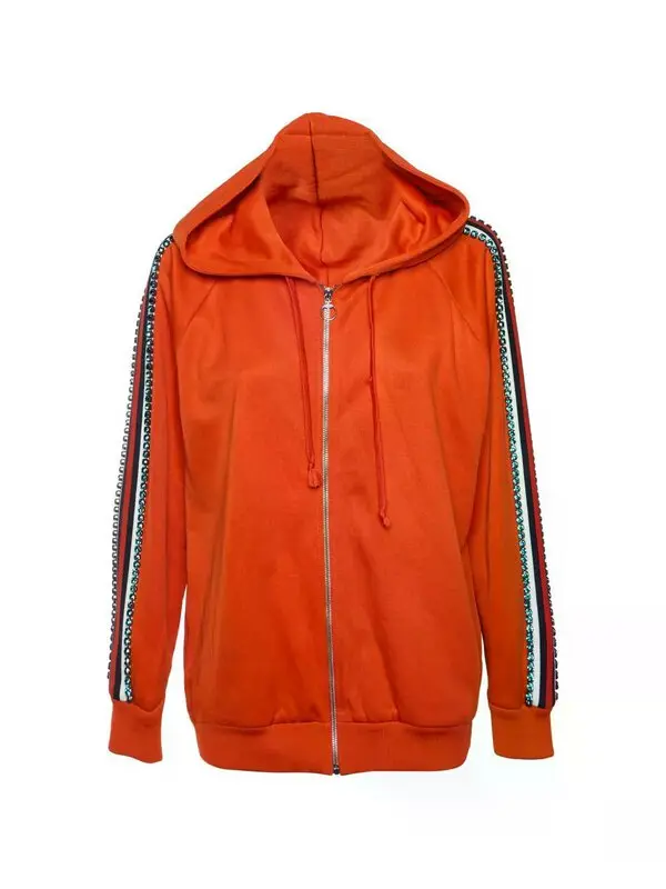 Gucci Crystal-embellished Web Hoodie - Orange