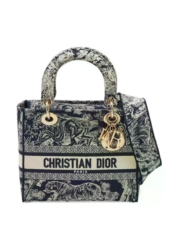Dior Toile De Jouy Lady D-lite Tote Bag - Blue