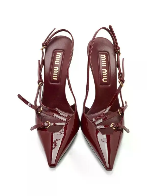 Miu Miu Pointed Toe Buckle Slingback Pumps