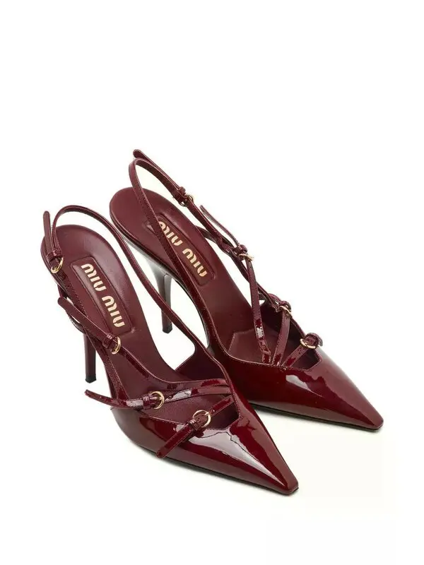 Miu Miu Pointed Toe Buckle Slingback Pumps