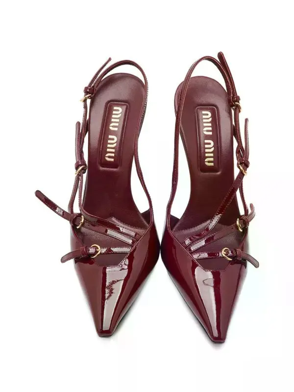 Miu Miu Pointed Toe Buckle Slingback Pumps