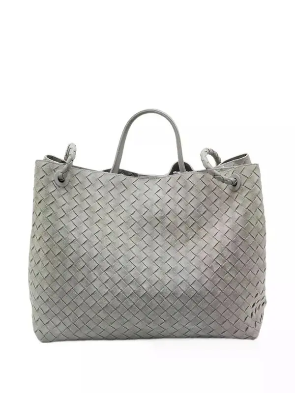 Bottega Veneta Large Andiamo Intrecciato Suede Tote Bag - Grey