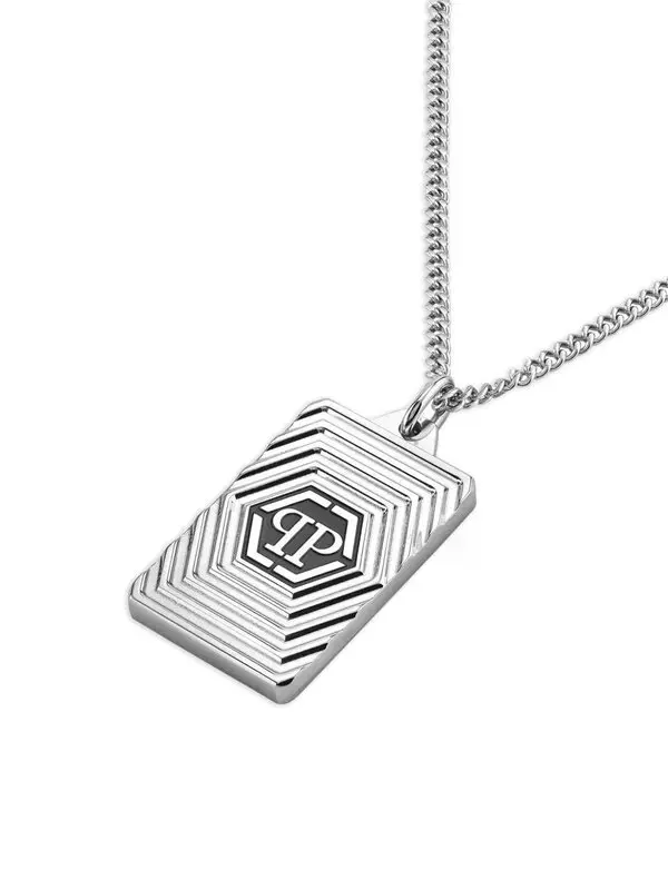 Philipp Plein Plein Tag Logo-plaque Necklace - Silver