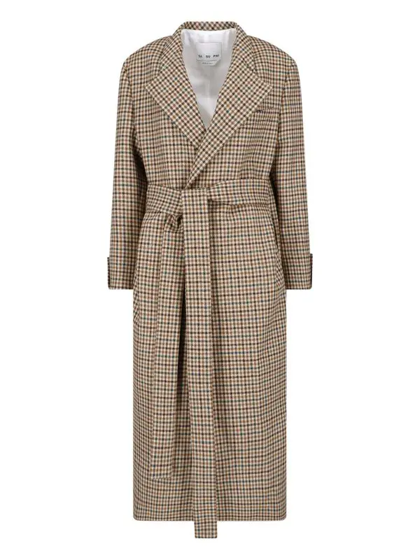 SA SU PHI Checkered Wool Coat