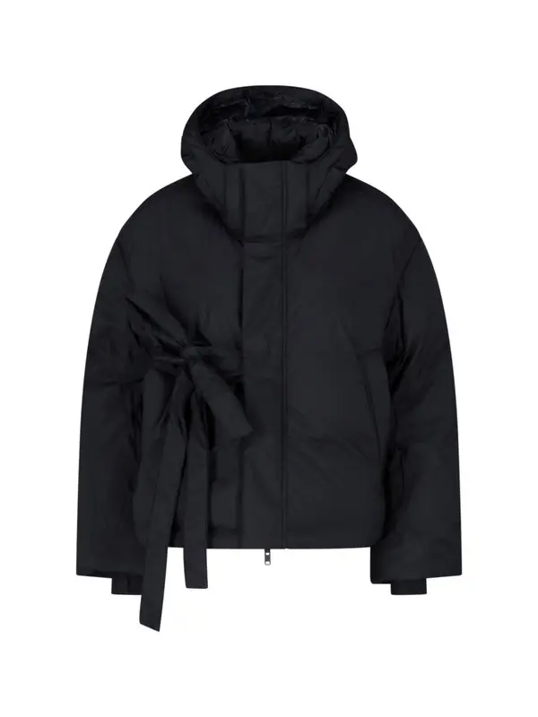 Y3 Quilted Tie-front Down Jacket