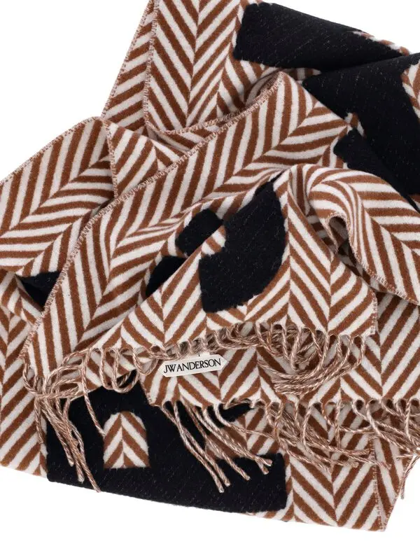 JW Anderson Logo Scarf In Virgin Wool And Alpaca - Brown
