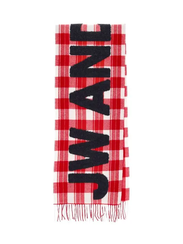 JW Anderson Logo Scarf In Virgin Wool And Alpaca - Red