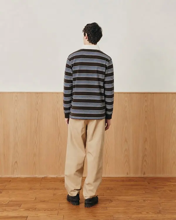 CORRIDOR Mini Stripe Rugby Long Sleeve Polo Shirt
