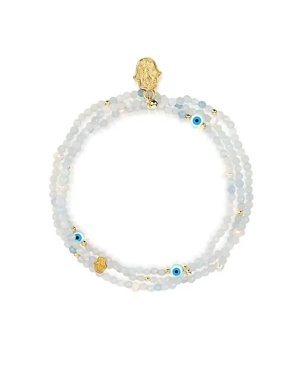 KARMA AND LUCK Dreamy Spirit Aquamarine March Birthstone Wrap Bracelet - Light Blue