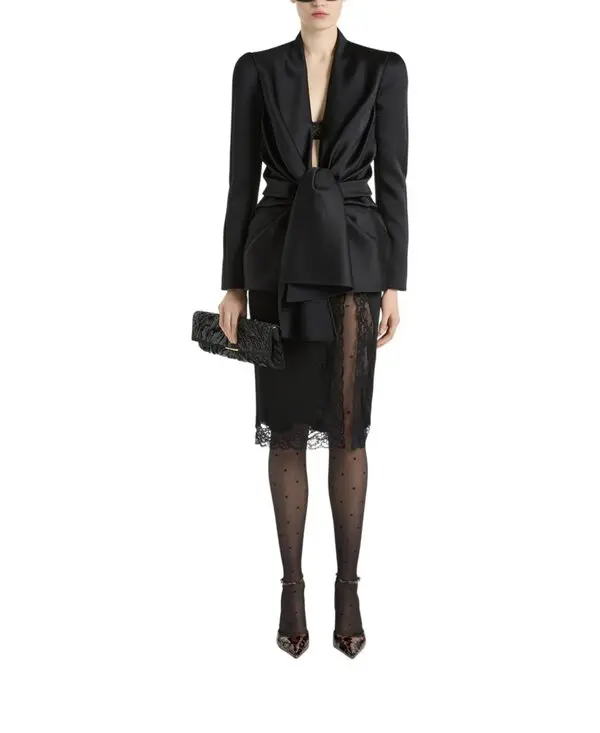 Balmain Satin Crepe Jacket With Tie Detail