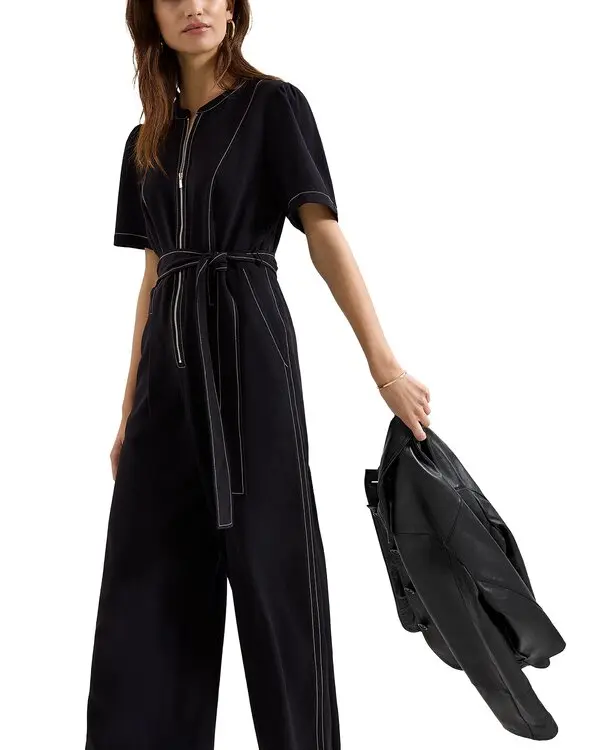 PHASE EIGHT Alix Contrast Stitch Waist Tie Jumpsuit