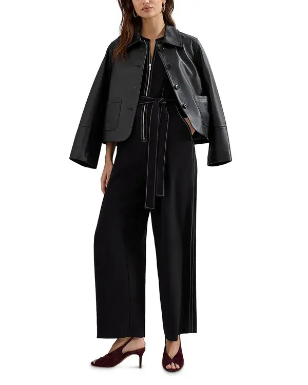 PHASE EIGHT Alix Contrast Stitch Waist Tie Jumpsuit