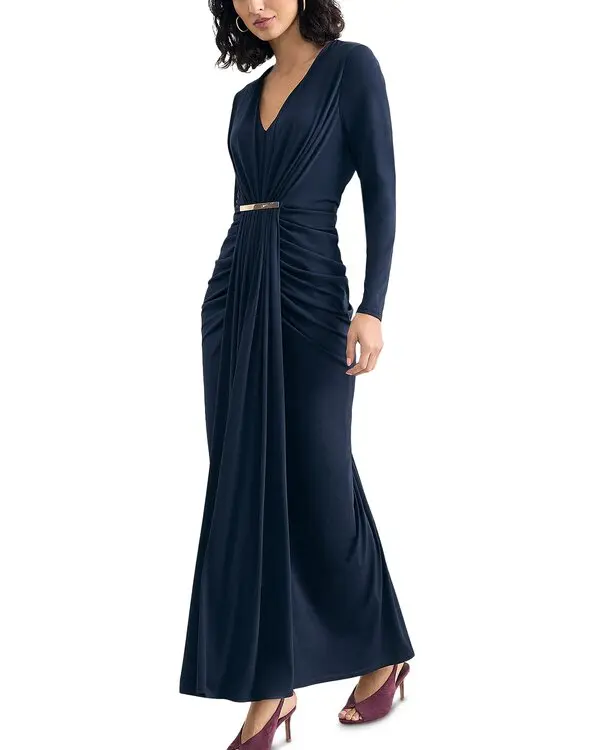 PHASE EIGHT Katharine Long Sleeve Draped Hardware Maxi Dress