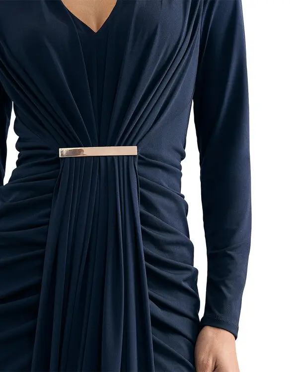 PHASE EIGHT Katharine Long Sleeve Draped Hardware Maxi Dress