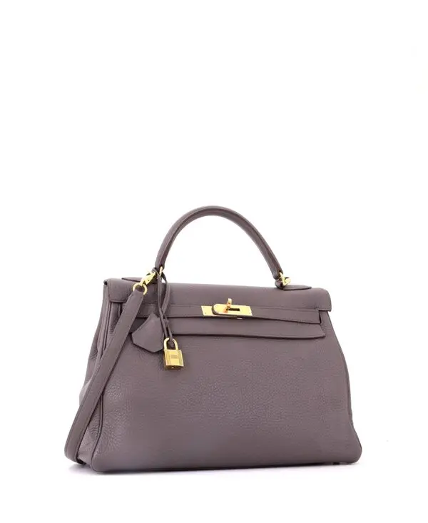 Hermès Kelly 32 Handbag Grey Togo With Gold Hardware