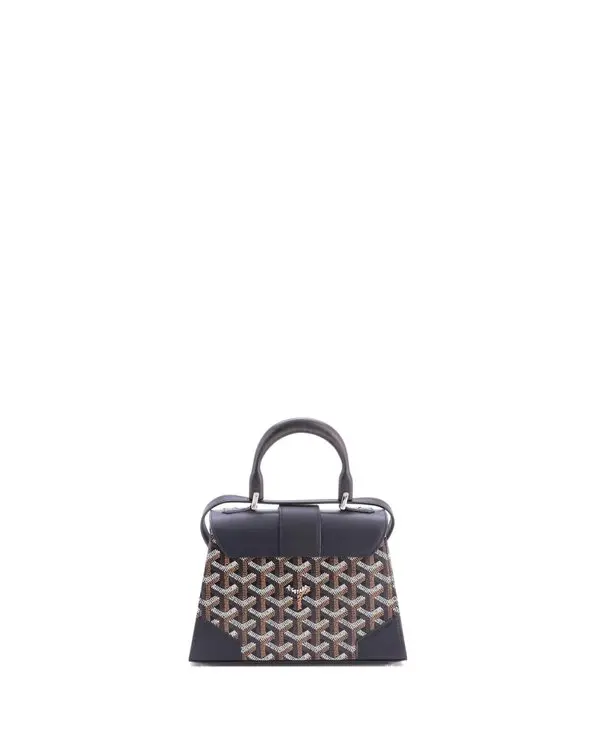 Goyard Structured Saigon Top Handle Bag Embroidered Coated Canvas With Leather - Black