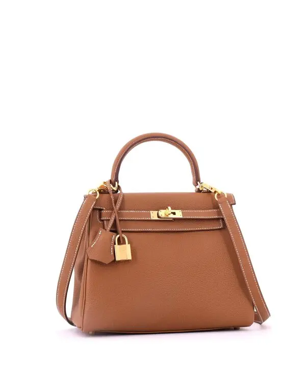 Hermès Kelly 25 Handbag Brown Togo With Hardware