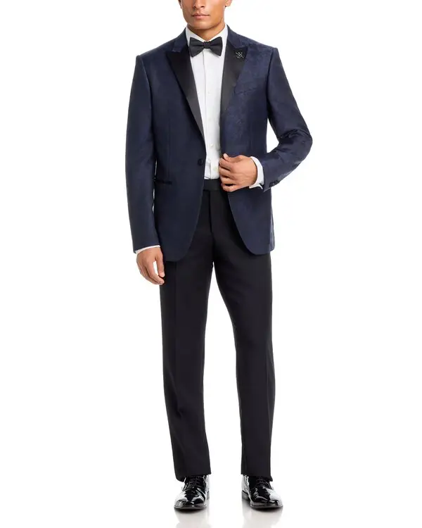 John Varvatos Floral Jacquard Slim Fit Wool Blend Dinner Jacket