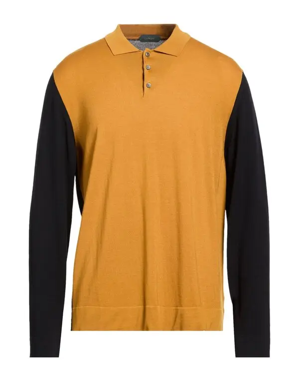 ZANONE Polo Shirt Mustard Size Virgin Wool, Polyamide
