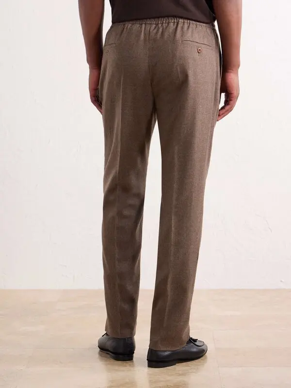 Rubinacci Convertible Tapered Drawstring Virgin Wool-flannel Trousers