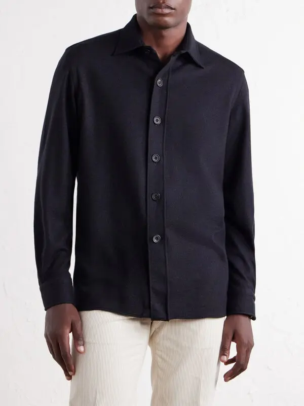 Rubinacci Blanket Cashmere-blend Jersey Shirt - Blue