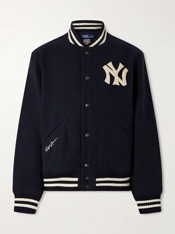 Polo Ralph Lauren Mlb Ny-appliqué Wool-blend Twill Bomber Jacket
