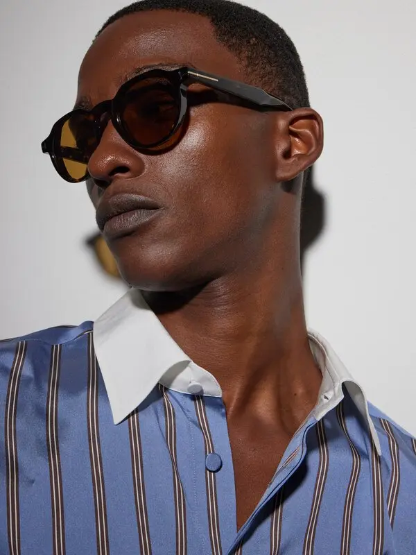 TOM FORD Thomas-02 Round-frame Acetate Sunglasses