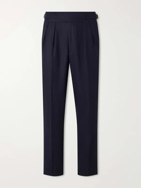 Rubinacci Manny Tapered Mélange Virgin Wool-twill Trousers