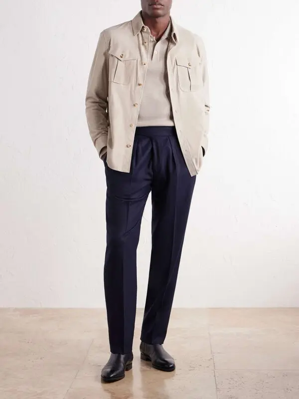 Rubinacci Manny Tapered Mélange Virgin Wool-twill Trousers