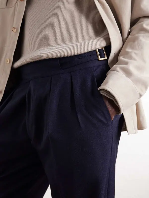 Rubinacci Manny Tapered Mélange Virgin Wool-twill Trousers